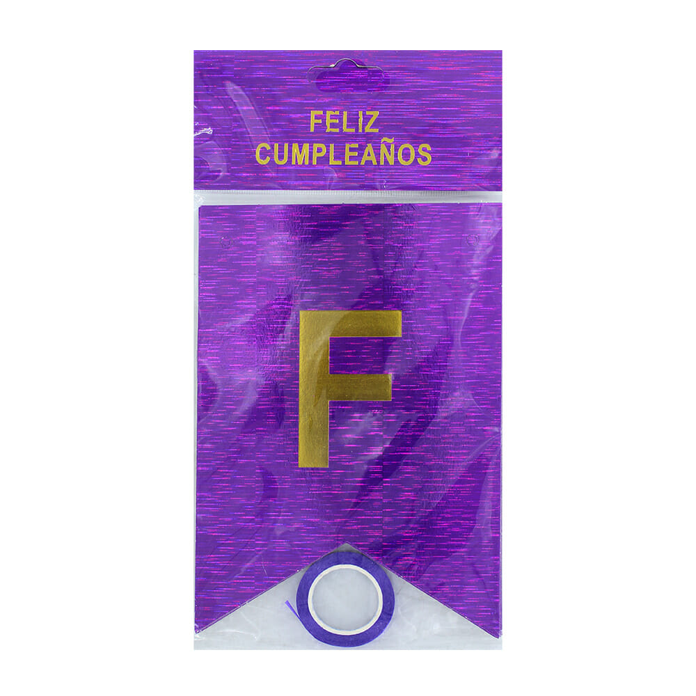 Banderin Iridiscente Morado Feliz Cumpleaños C/1 | PartyStore