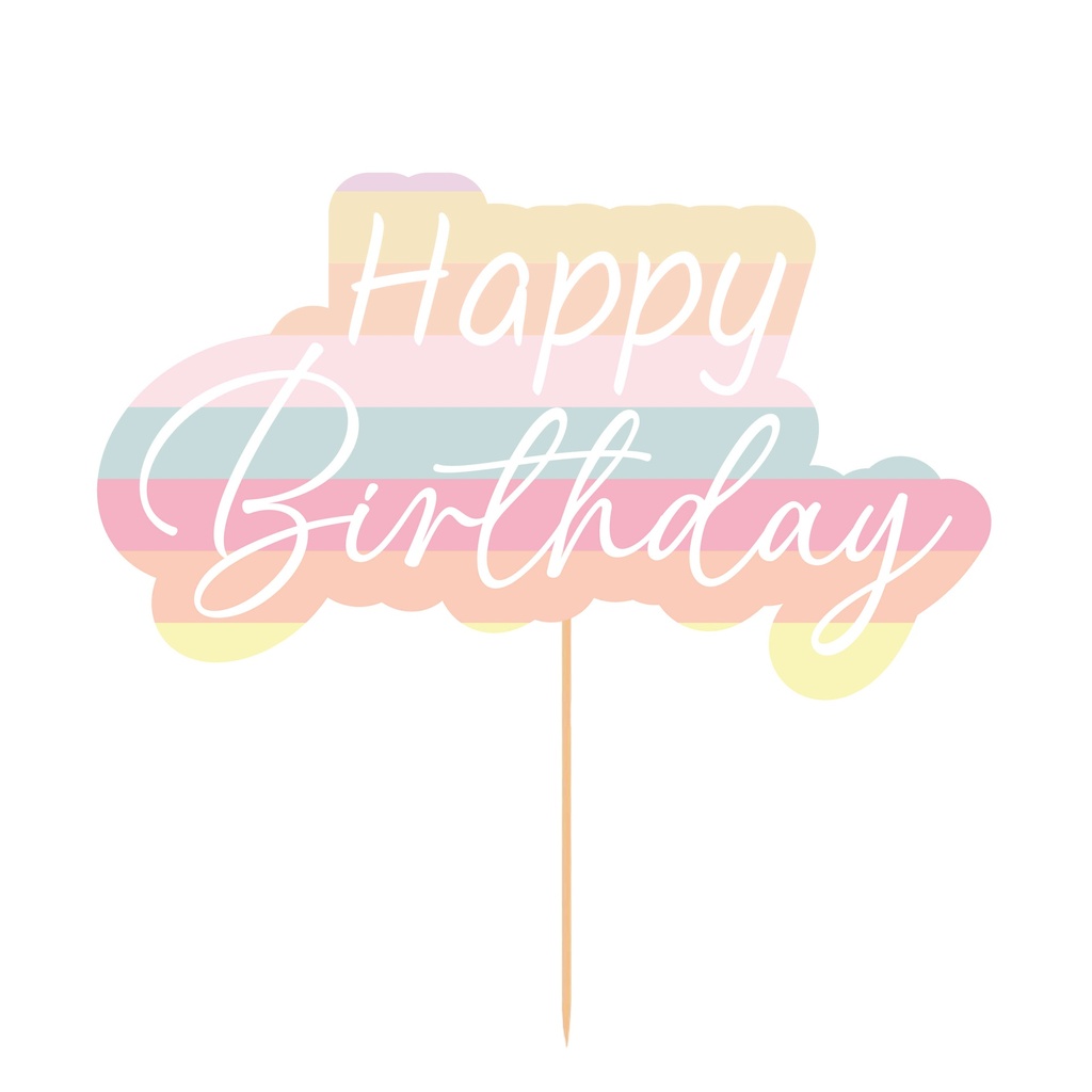 Cake Topper Happy Birthday Colores Pastel C/1 | PartyStore